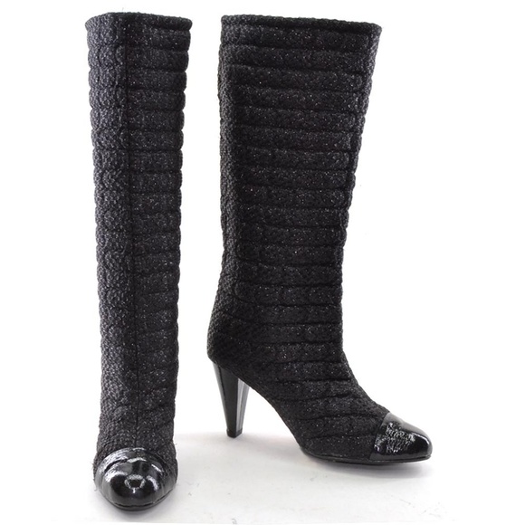 Maloles | Shoes | Maloles Quilted Sparkly Tall Captoe Boots 375 | Poshmark